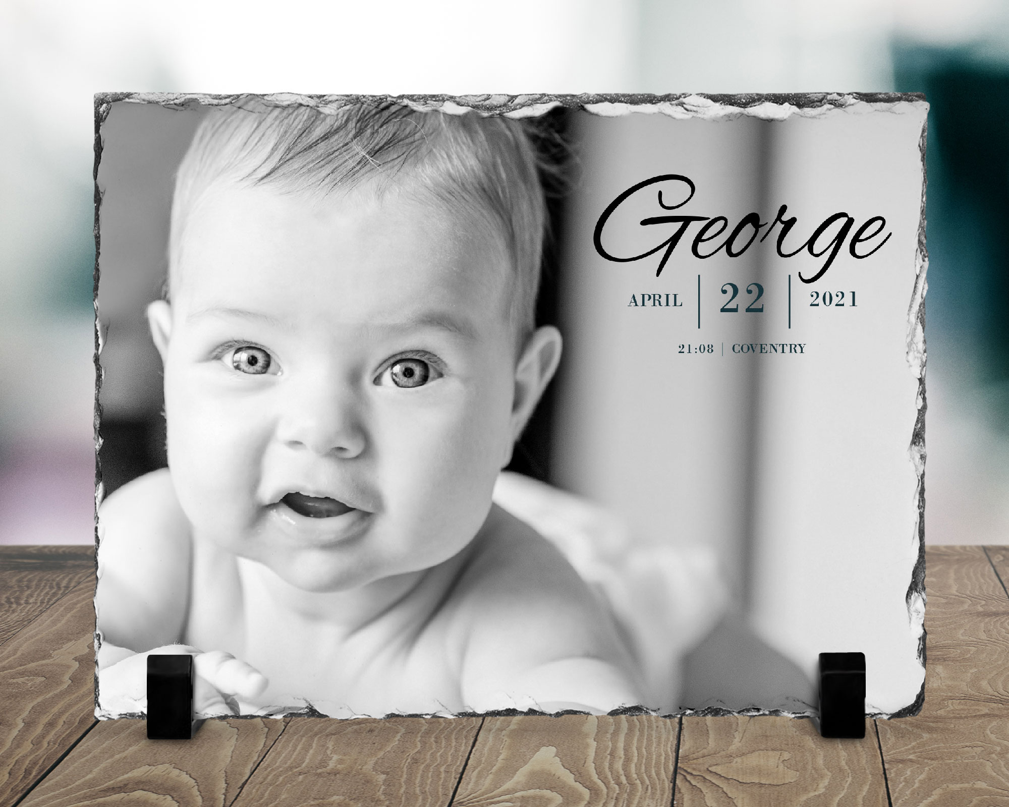 Personalised Baby Birth Date Photo Slate | New Born Gift | garmy.ink
